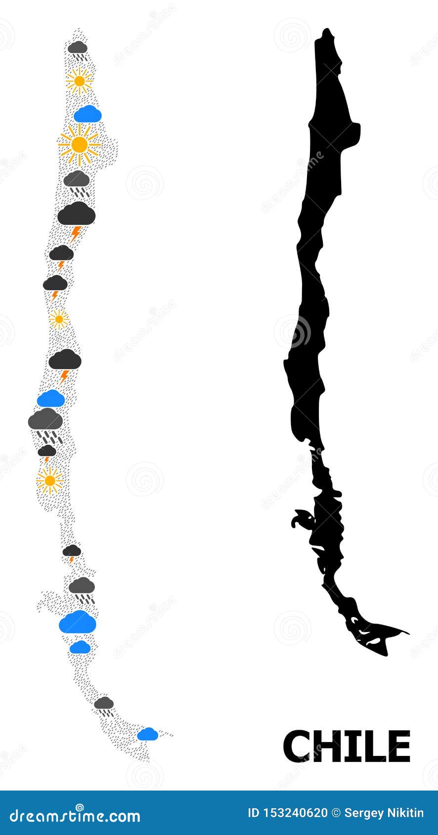 Climate Pattern Map of Chile Stock Illustration - Illustration of ...
