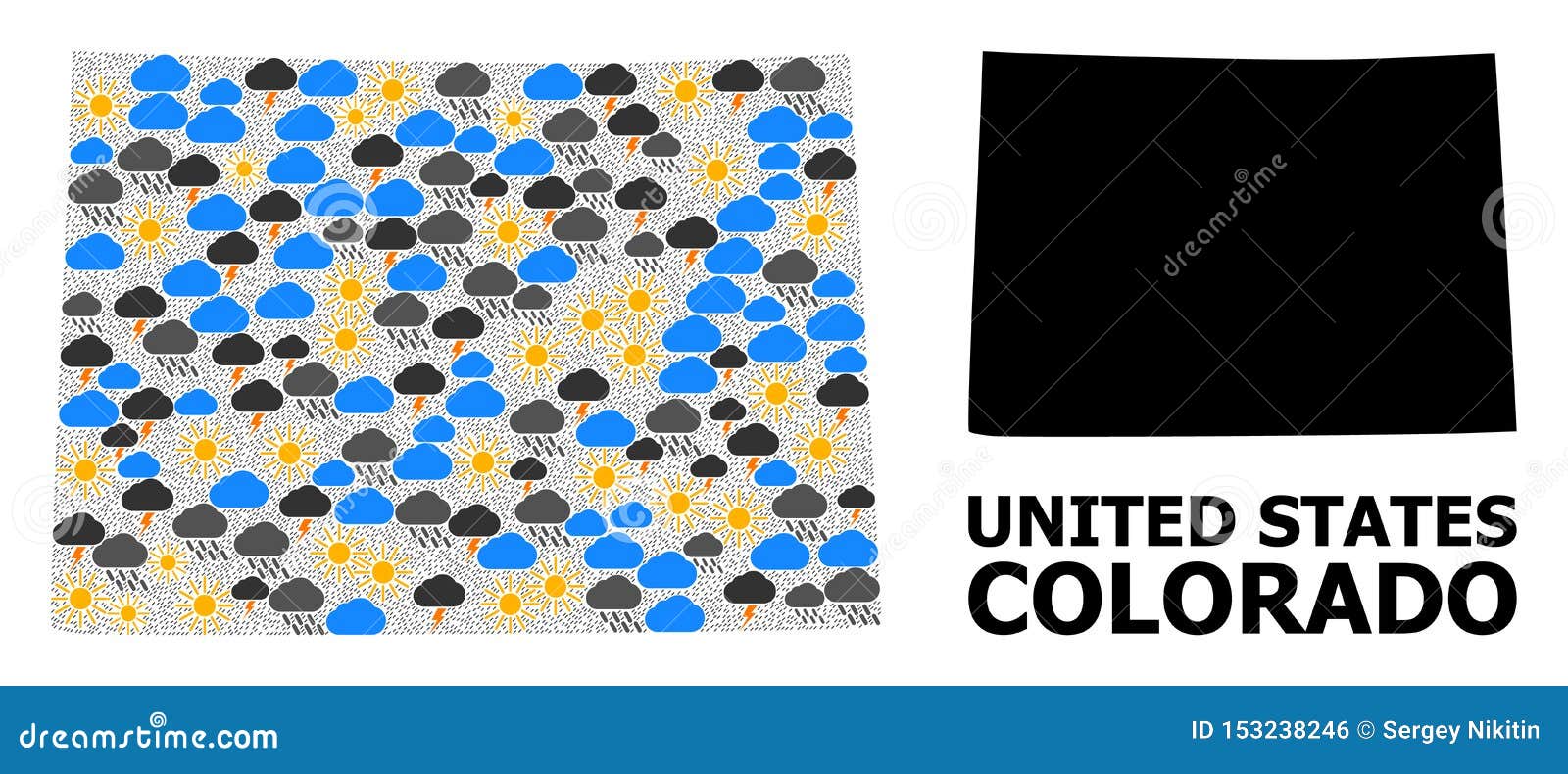 Climate Pattern Map of Colorado State Stock Illustration - Illustration ...