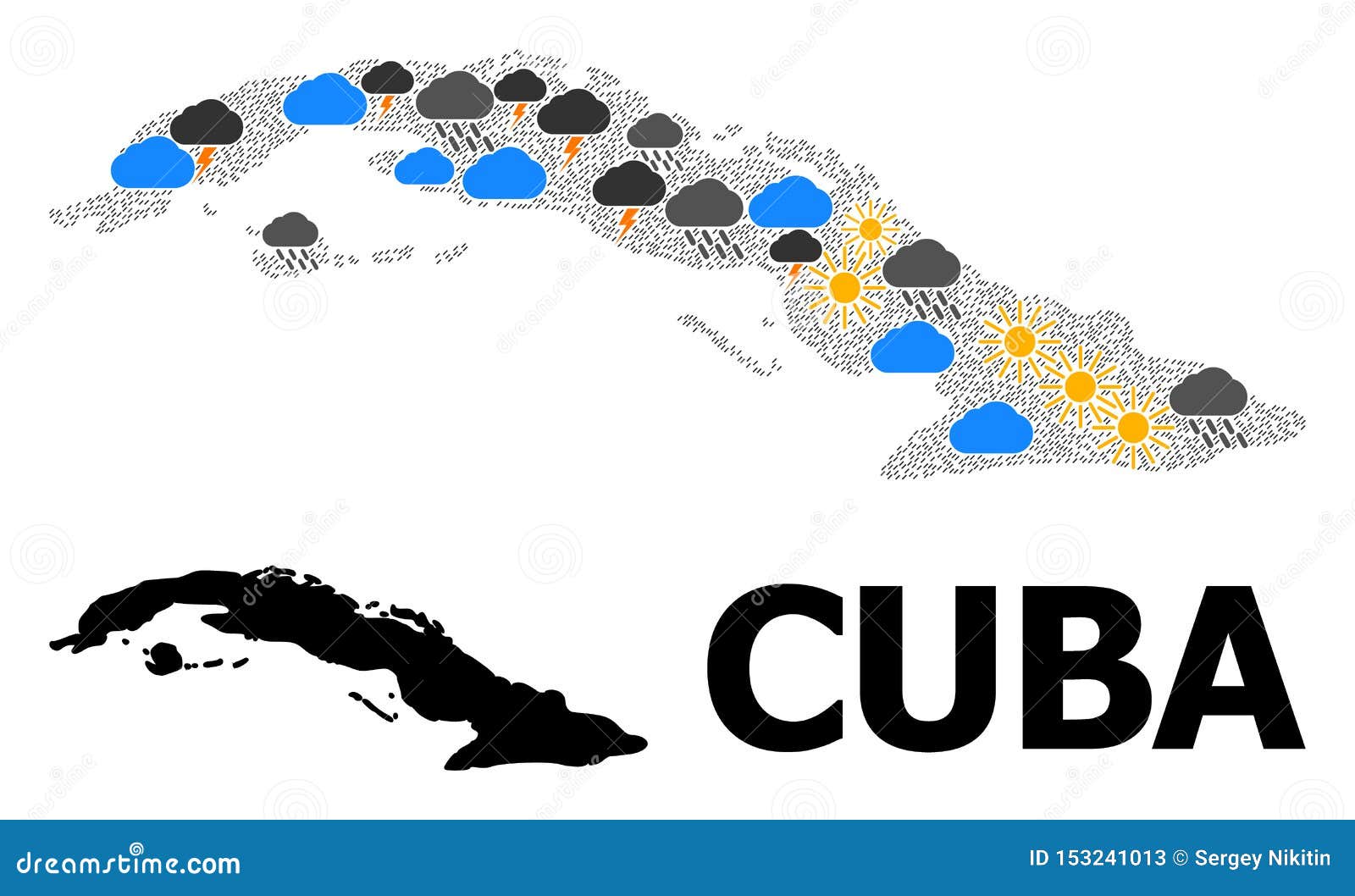 Climate Pattern Map of Cuba Stock Illustration - Illustration of cloud ...