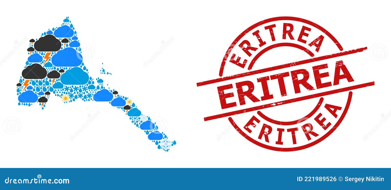 Climate Pattern Map of Eritrea and Textured Seal Stock Vector ...