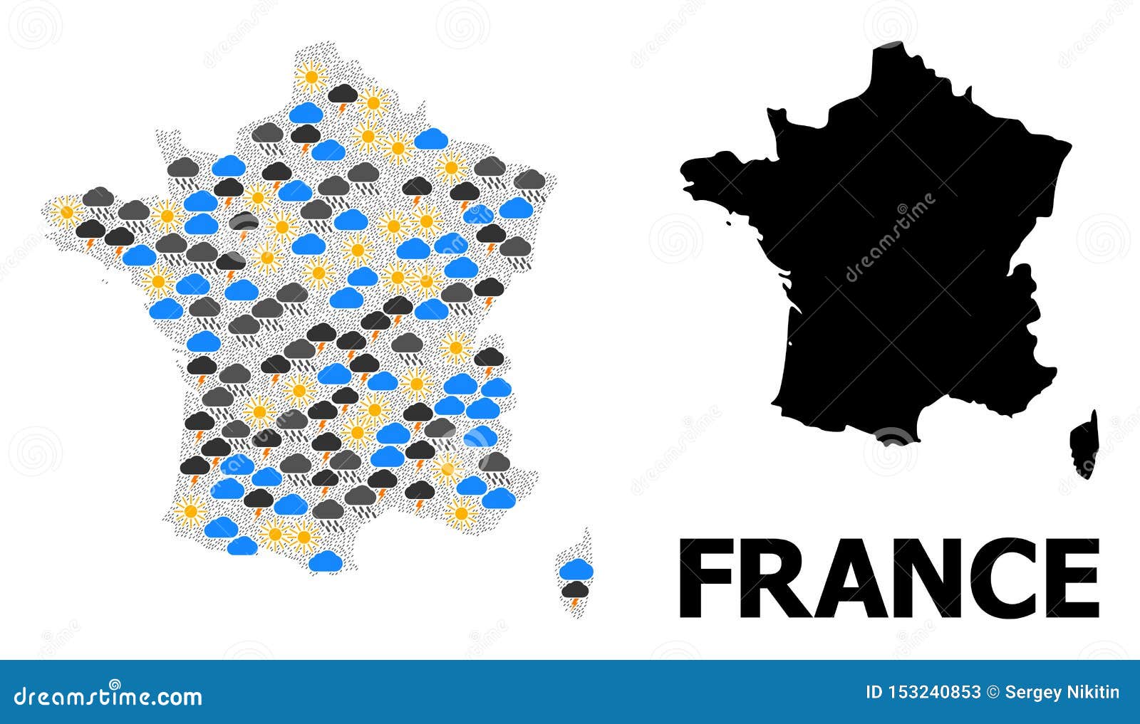 Climate Pattern Map of France Stock Illustration - Illustration of ...