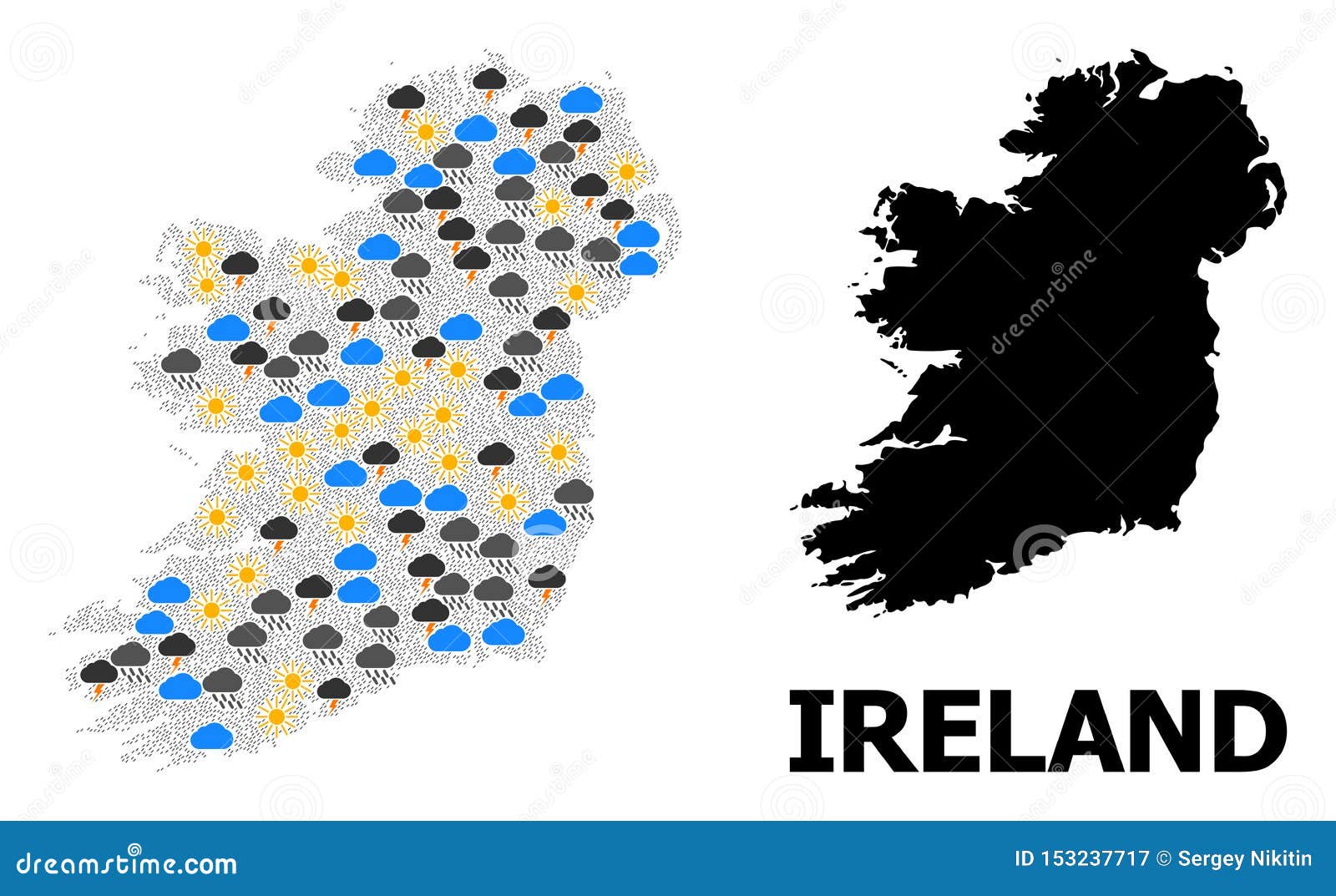 Climate Pattern Map of Ireland Island Stock Illustration - Illustration ...