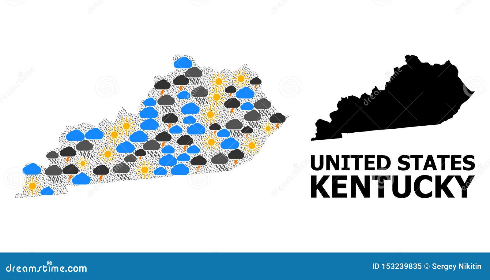 Climate Pattern Map of Kentucky State Stock Illustration - Illustration ...