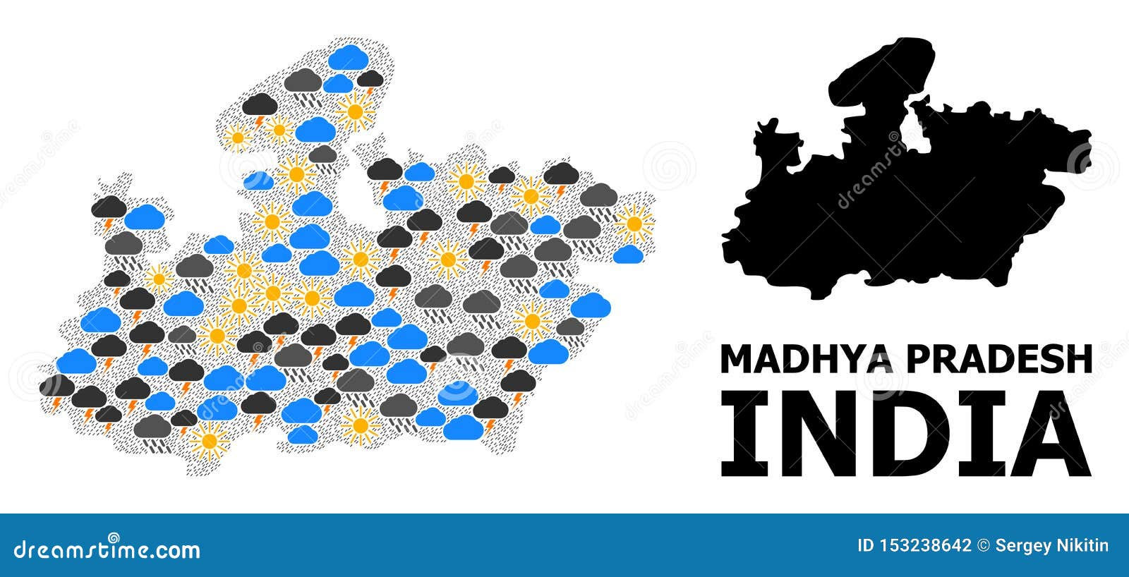 Climate Pattern Map of Madhya Pradesh State Stock Illustration ...