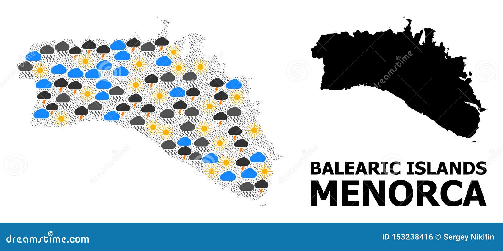 Climate Pattern Map of Menorca Island Stock Illustration - Illustration ...