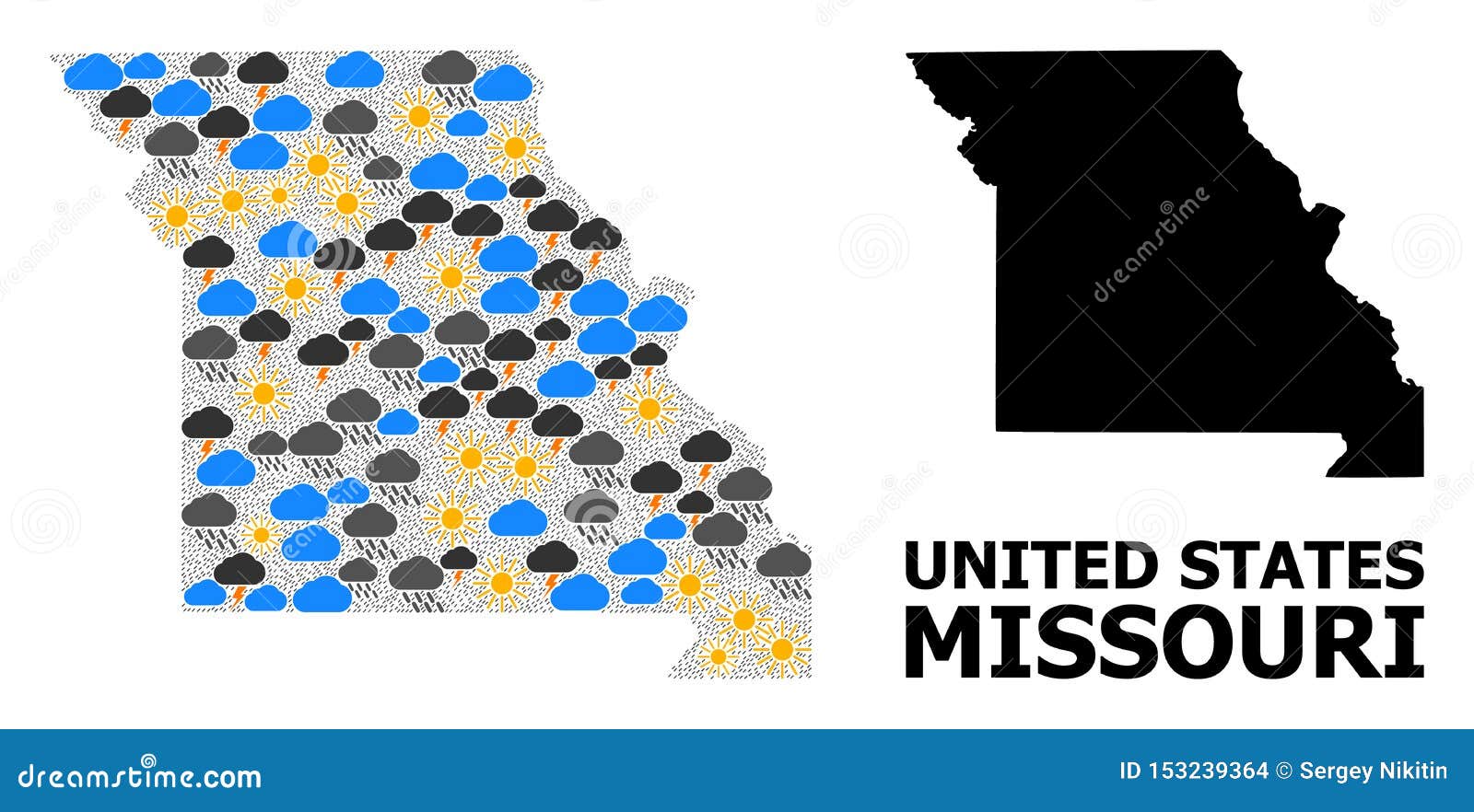 Climate Pattern Map of Missouri State Stock Illustration - Illustration ...