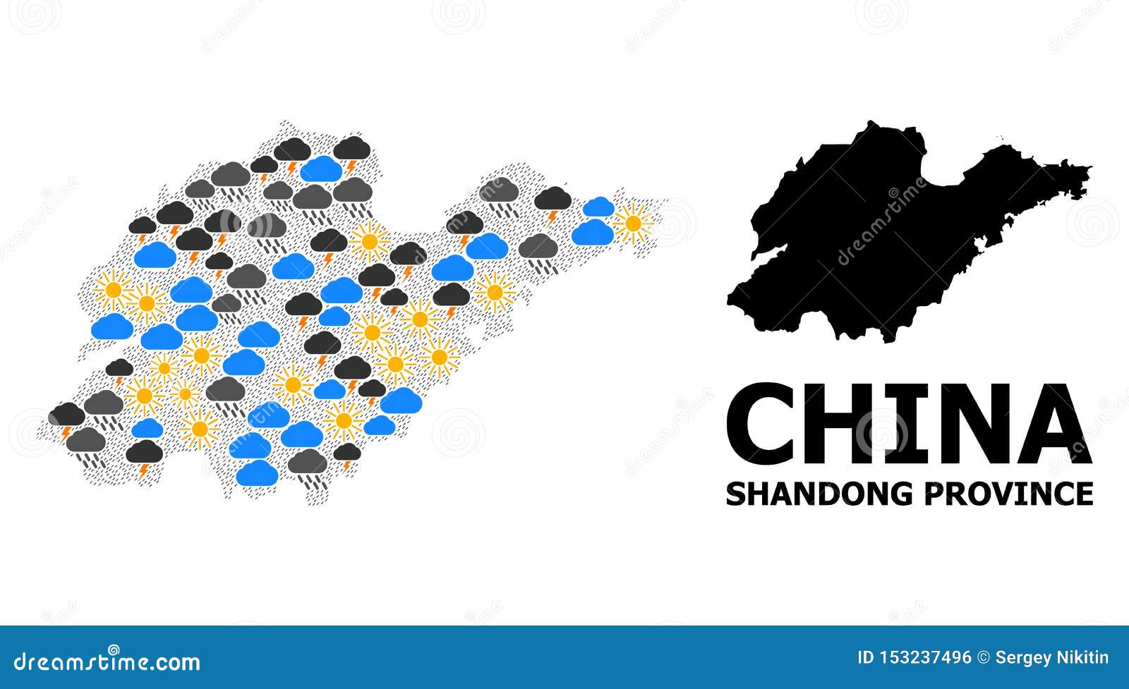 Climate Pattern Map of Shandong Province Stock Illustration ...