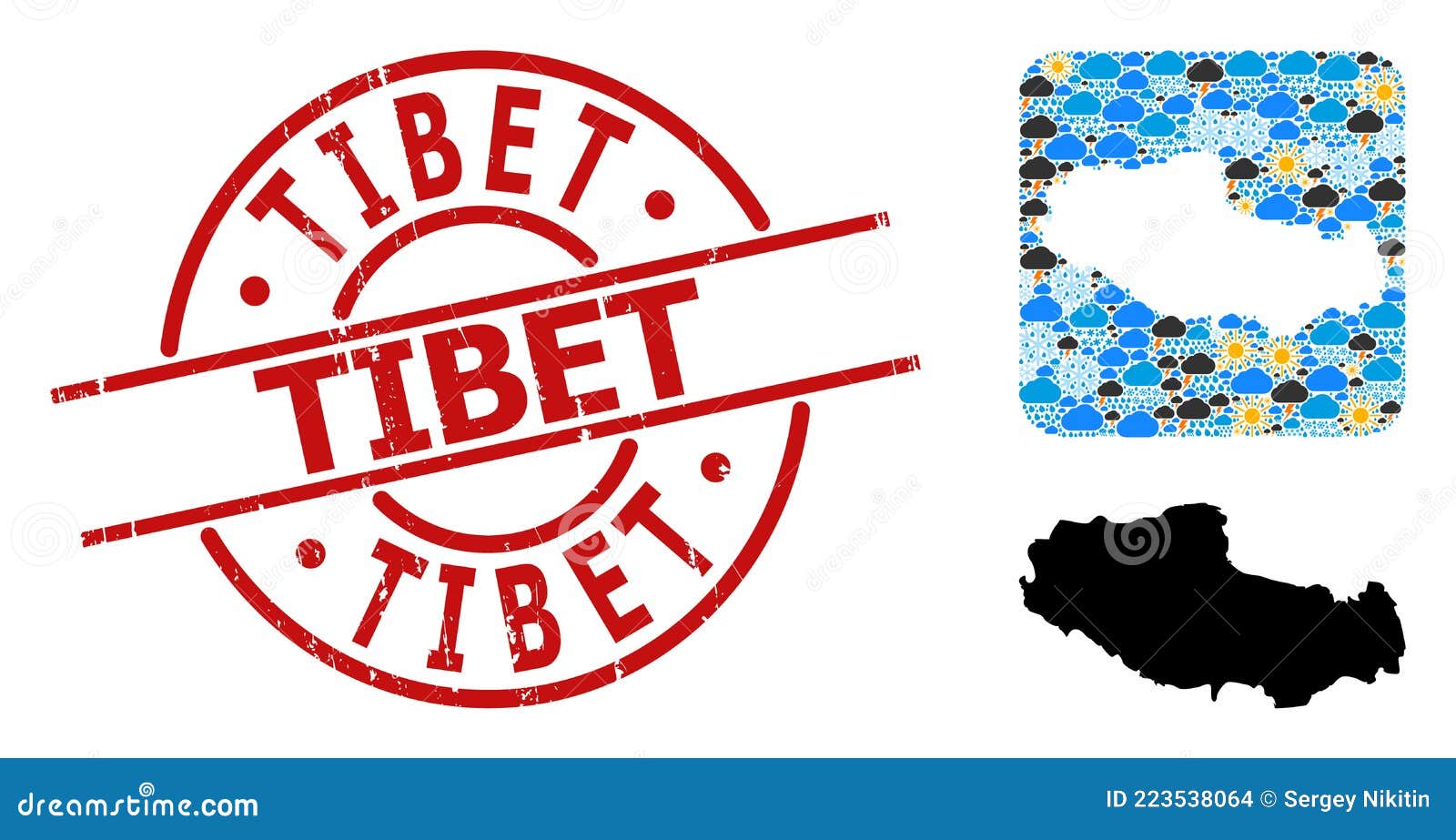 Rubber Tibet Seal and Stencil Climate Collage Map of Tibet Stock Vector ...