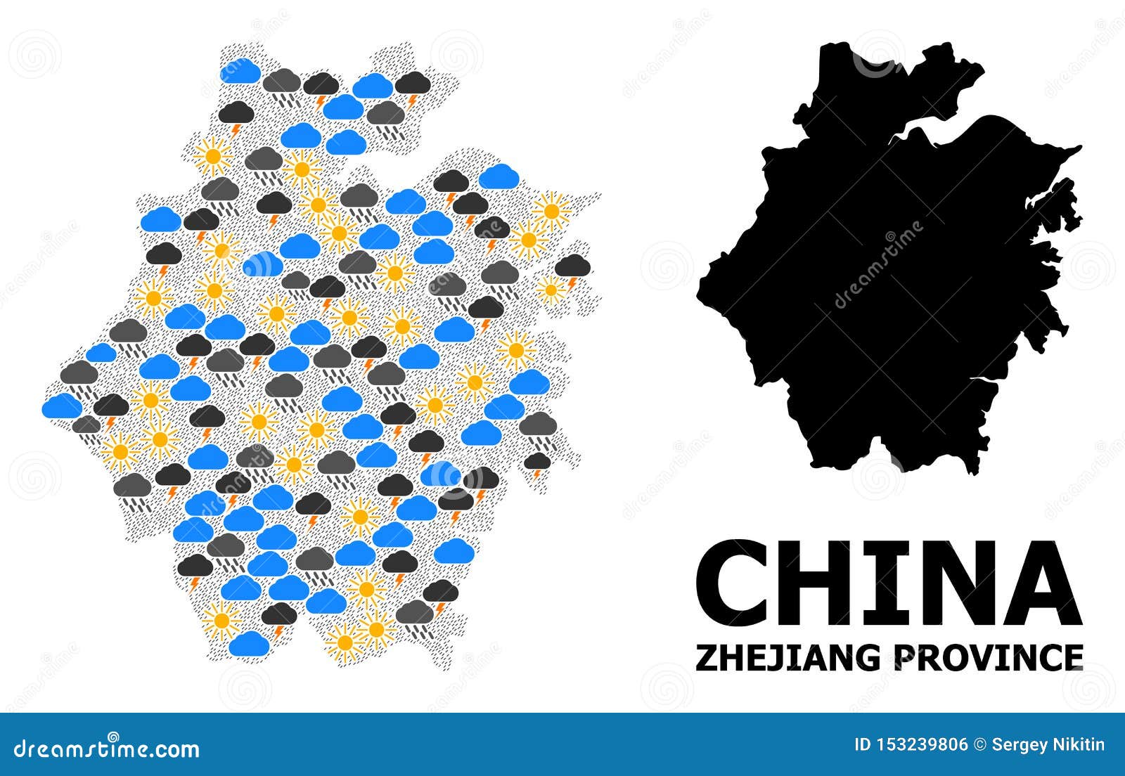 Climate Pattern Map of Zhejiang Province Stock Illustration ...