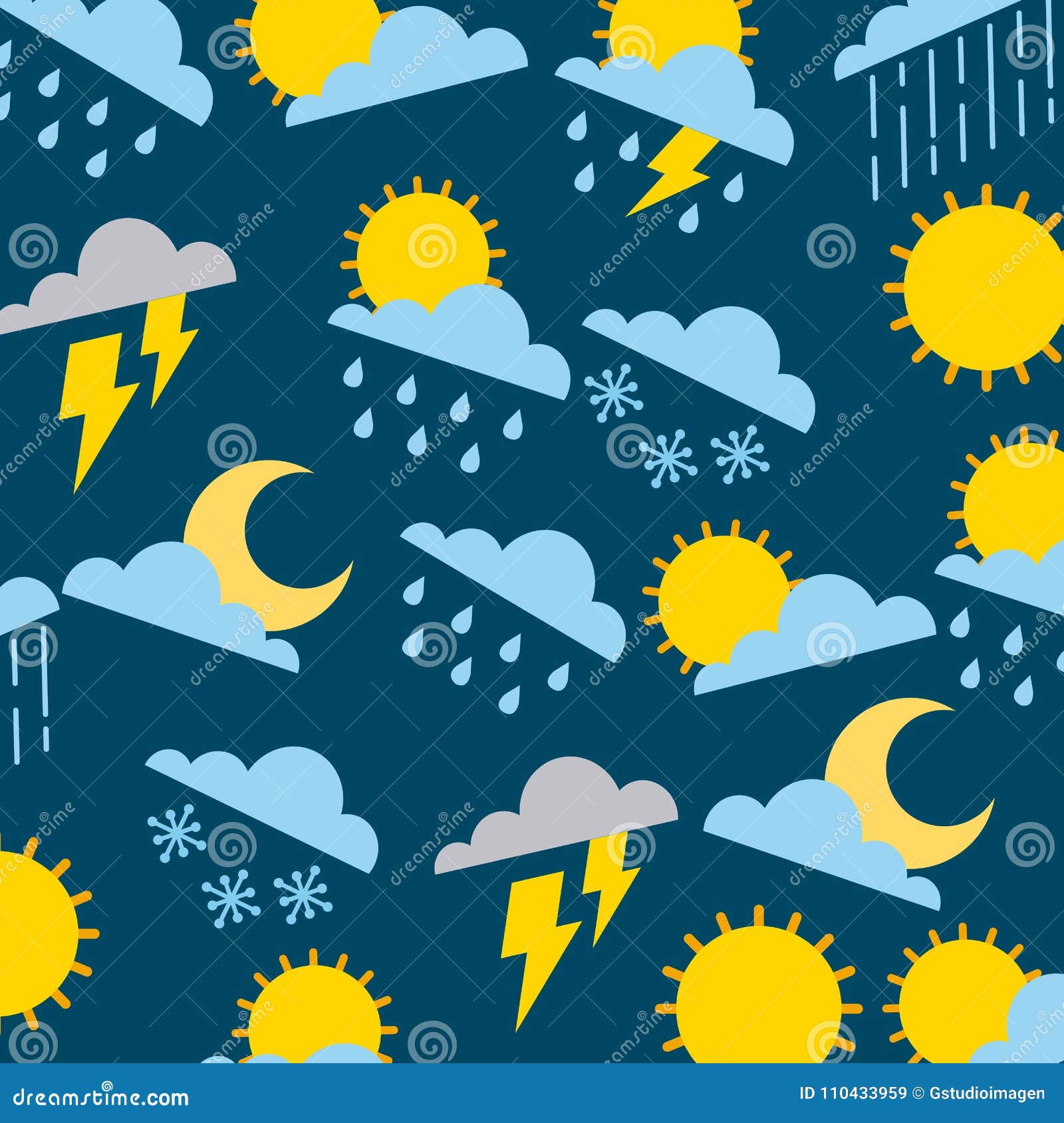 Thunderbolt Pattern. Sky Lightning Warning Voltage Symbols Electricity Flash Vector Seamless ...