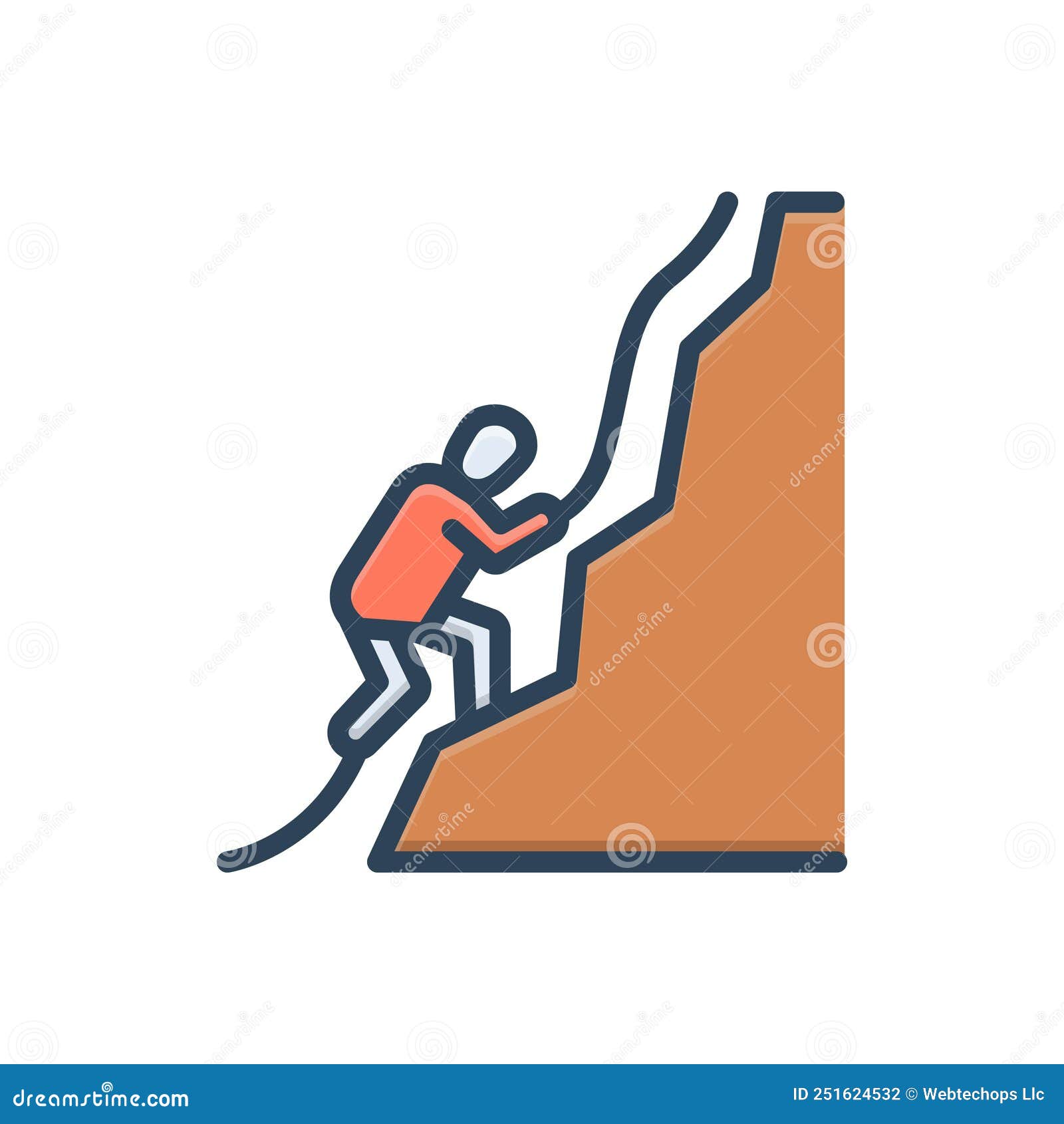 Color Illustration Icon for Climb, Rappelling and Abseiling Stock ...