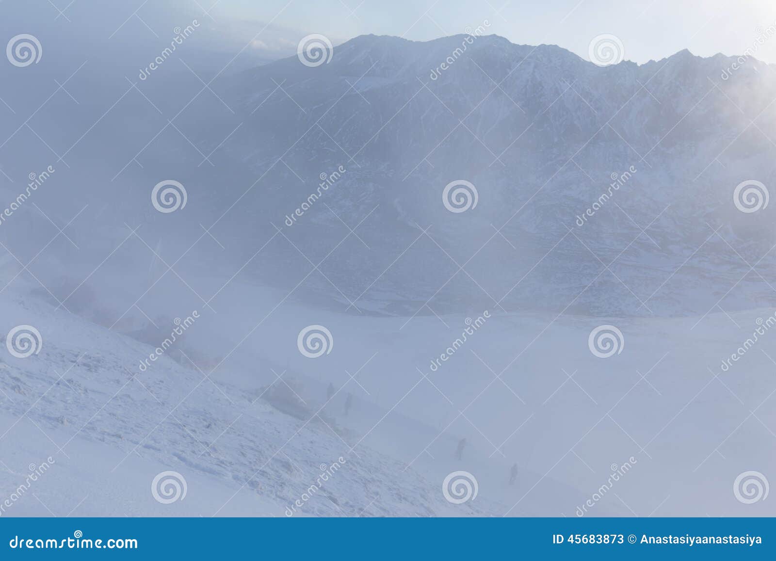 Climb the Mountains in a Snowstorm Stock Image - Image of narrow ...
