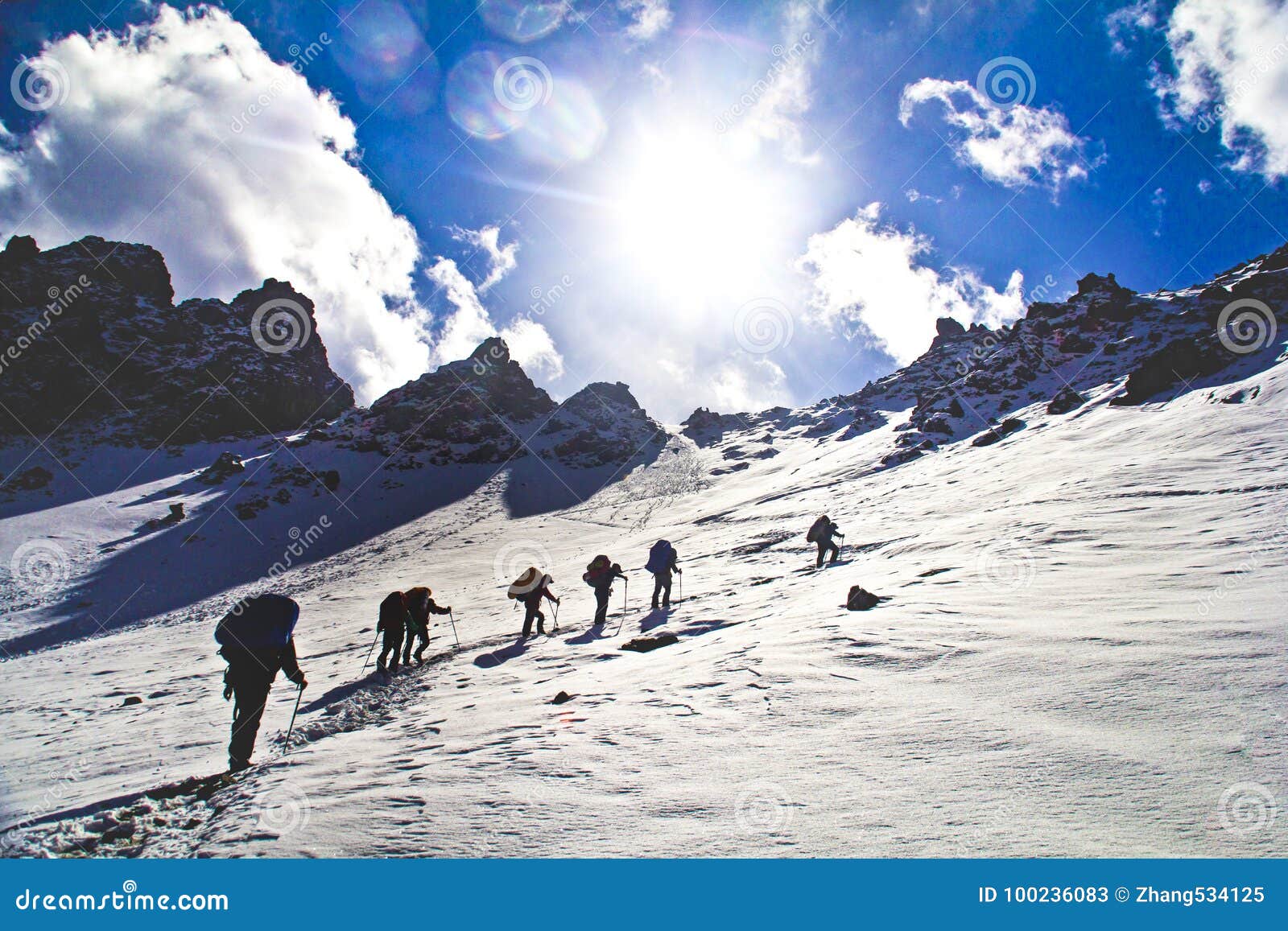 Climb the snow mountains stock image. Image of mountains - 100236083