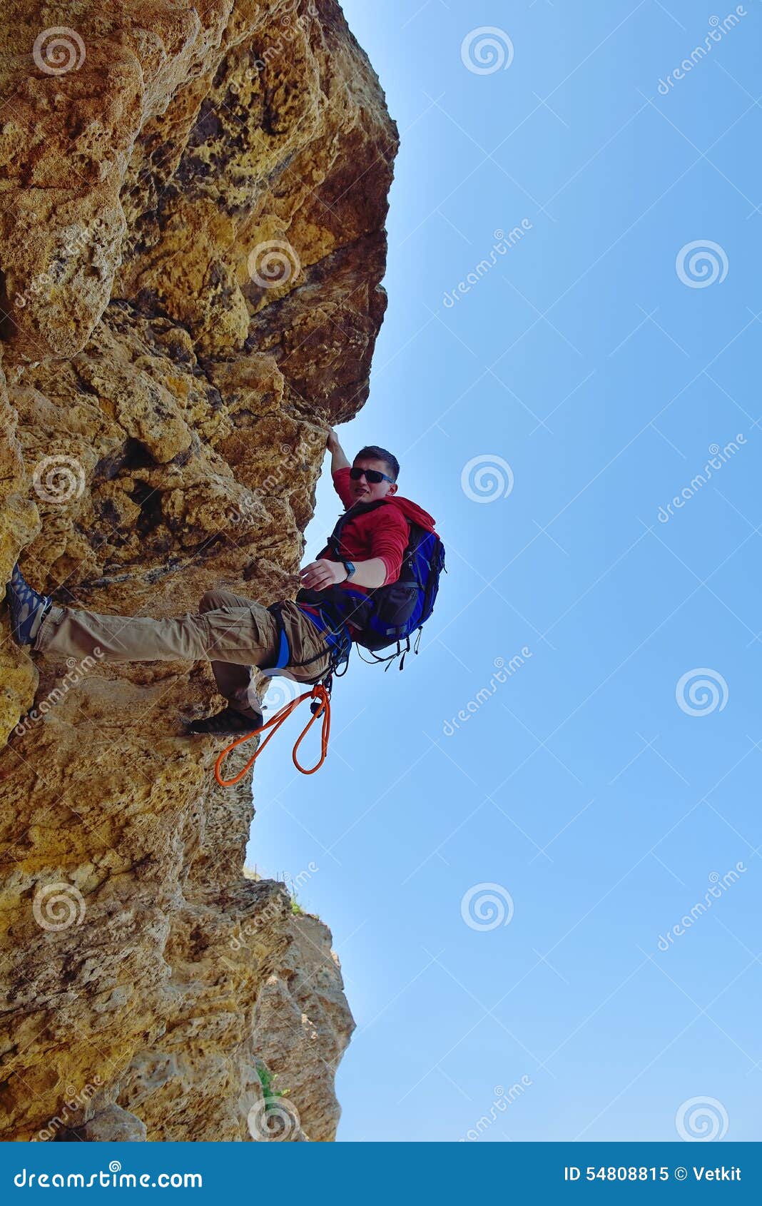 Climber with backpack stock image. Image of risk, altitude - 54808815
