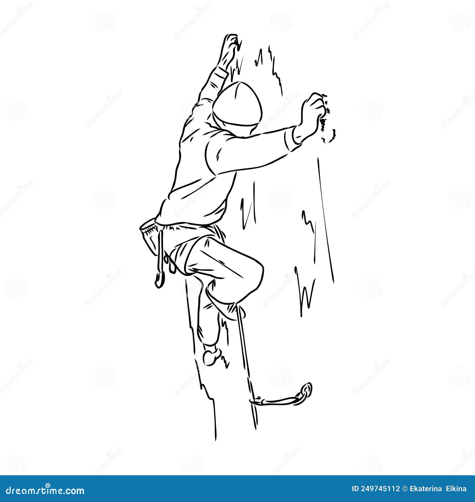 Climber Climbing a Cliff, Rock Climber Vector Sketch Stock Vector ...