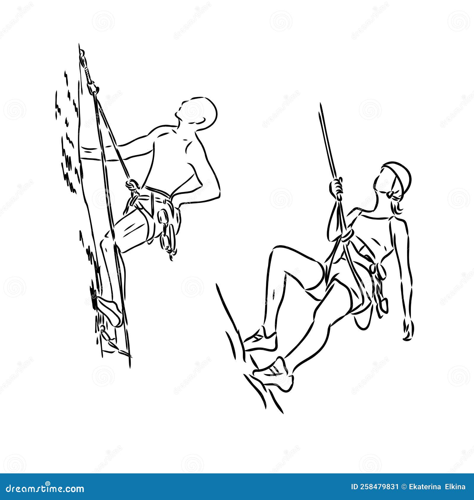 Climber Climbing a Cliff, Rock Climber Vector Sketch Stock Vector ...