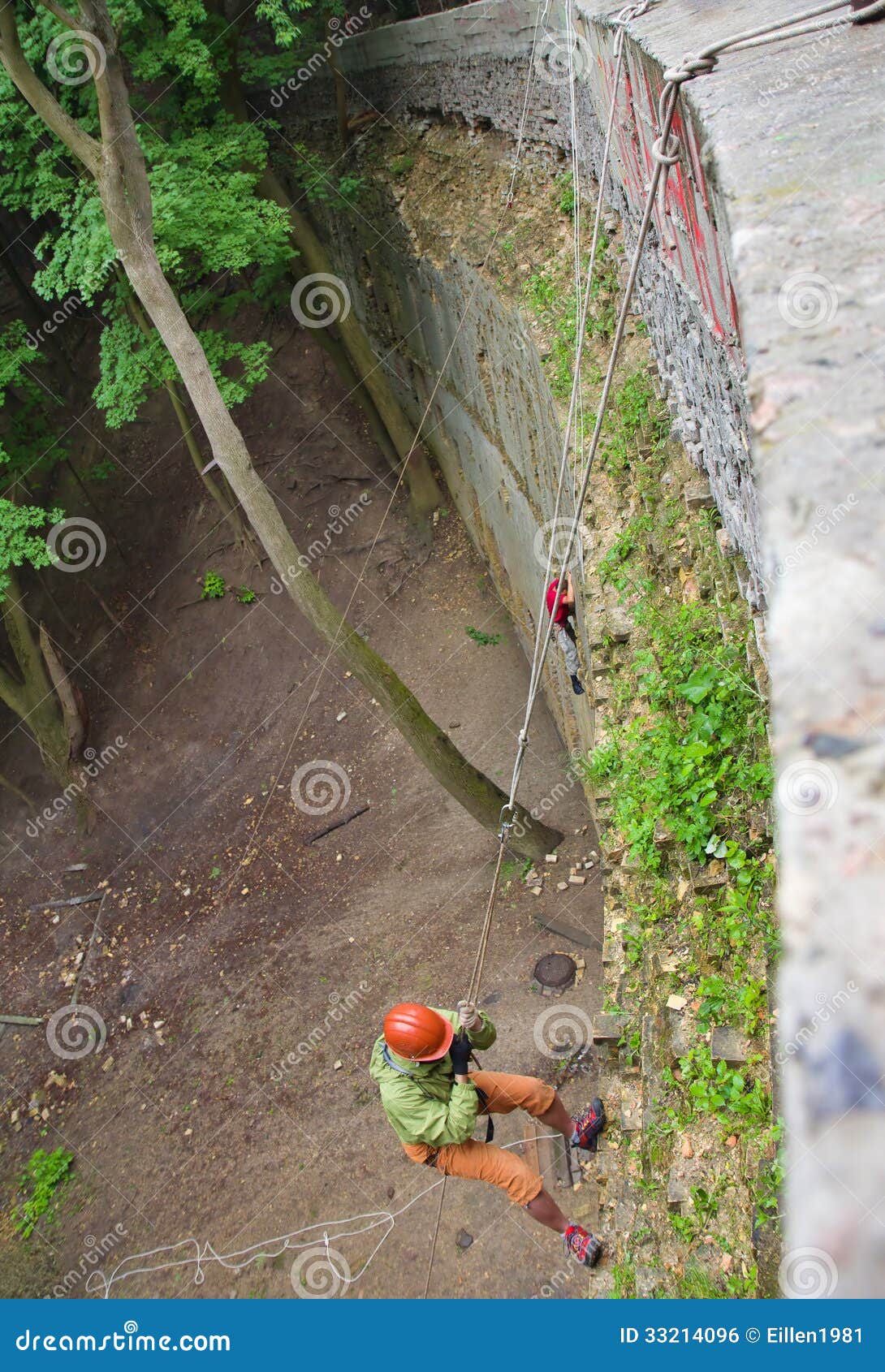 Climber Climbing Up Concrete Wall Stock Photo - Image of hand ...