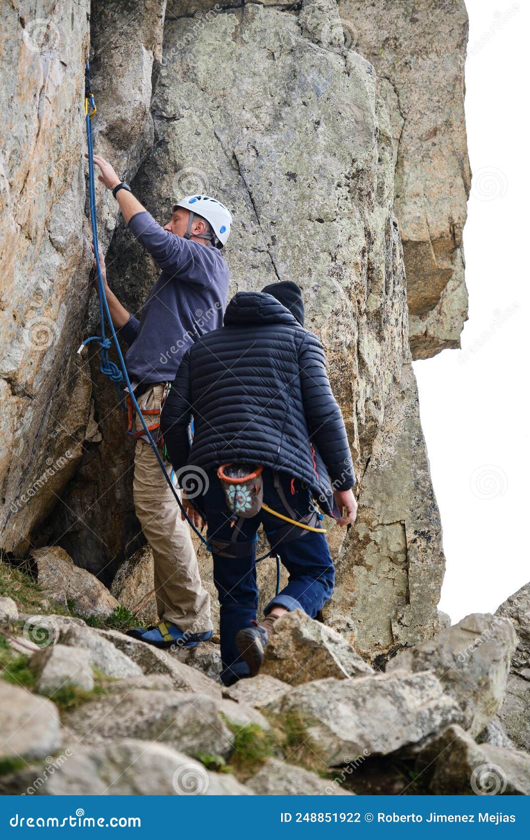A Climber Concentrating before Starting the Climb Stock Photo - Image ...