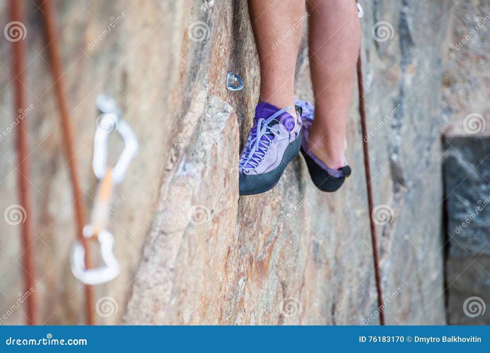 Climber feet close-up stock photo. Image of athlete, protection - 76183170