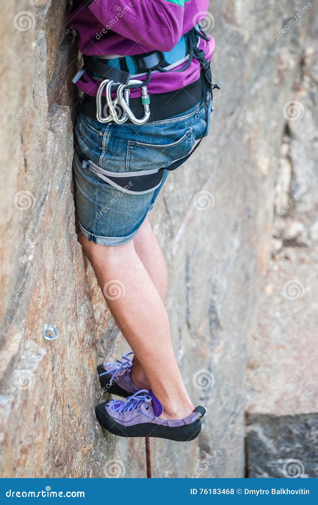 Climber`s Feet Climbing The Icy Slope Royalty-Free Stock Image ...