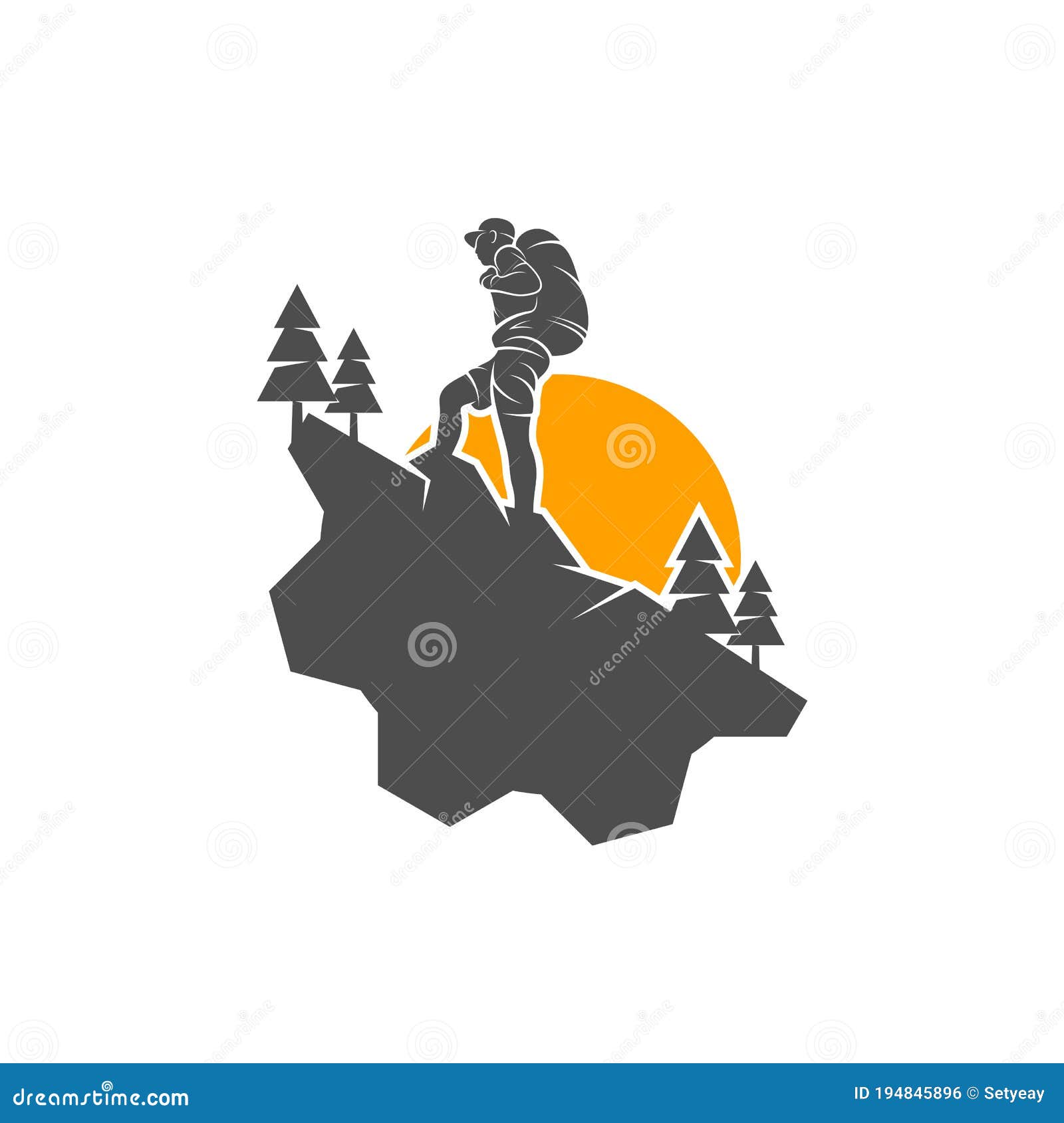 Climber with Gear Logo Design Vector Template. Outdoor Activity Logo ...