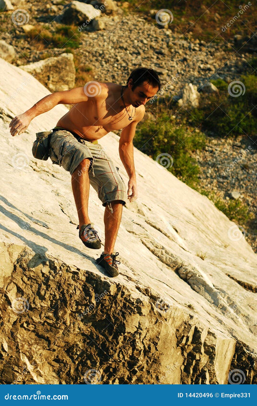 Climber Getting Down from a Boulder Stock Photo - Image of jumping ...