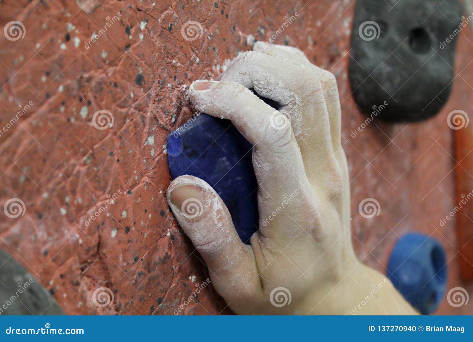Climber hand blue close stock photo. Image of hands - 137270940