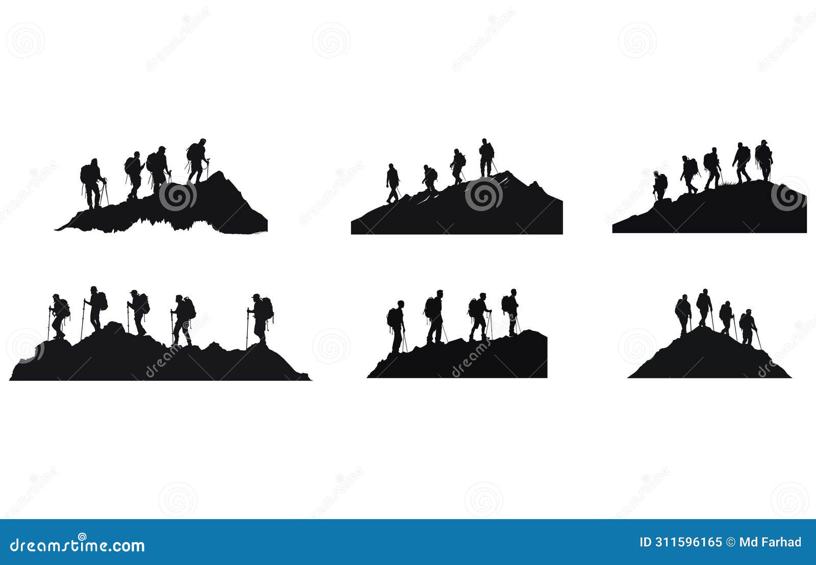Climber Hiker People Silhouette, Hiker Silhouettes, Hiking Man with ...