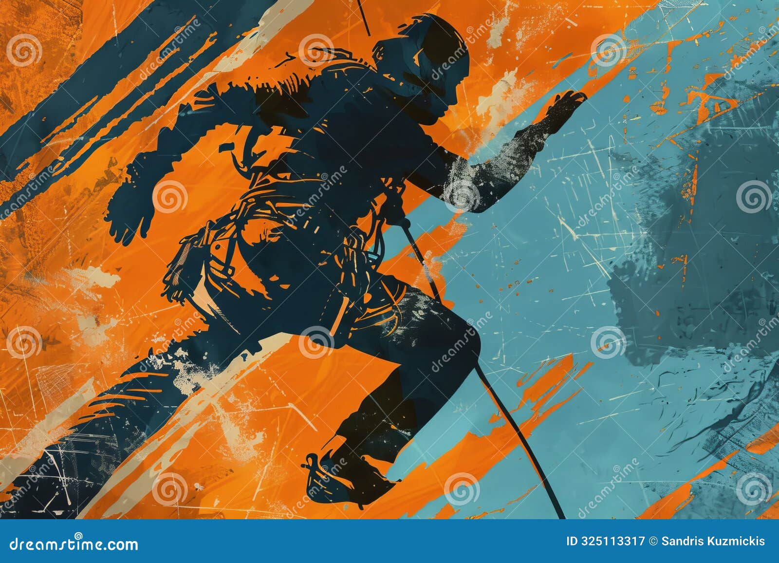 A Climber Illustration with a Blue and Orange Background. Generative AI ...