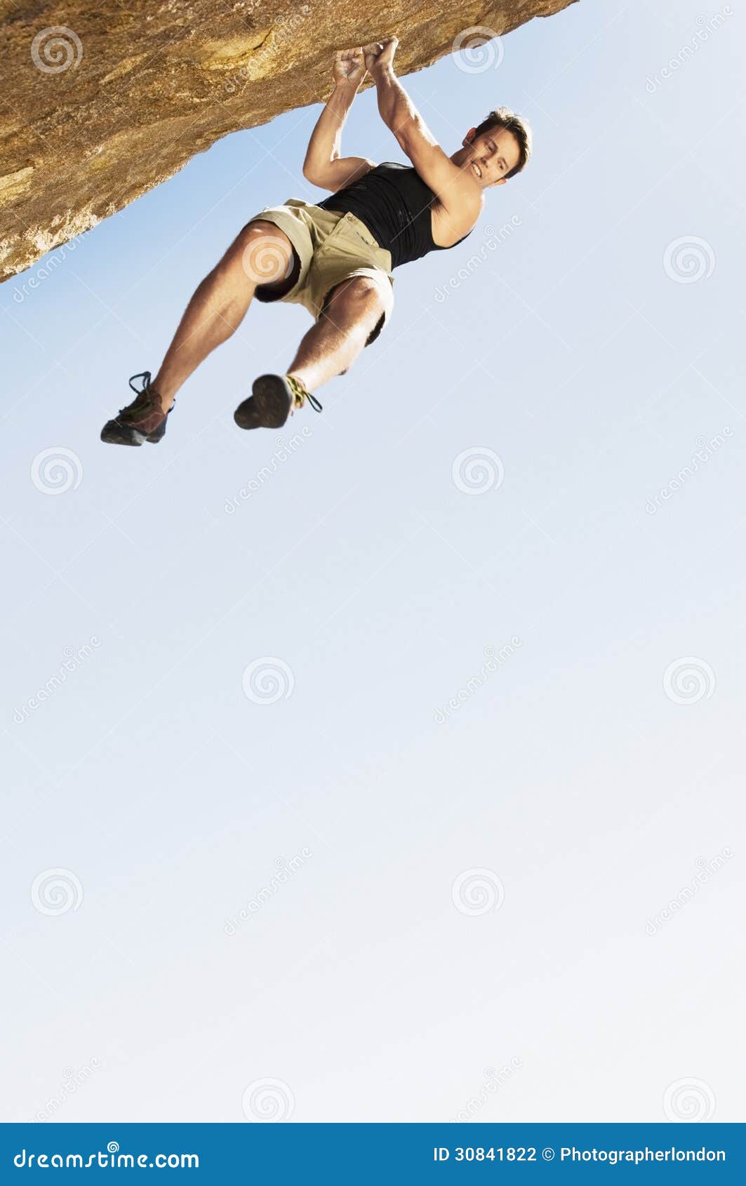 Climber Jumping Off Cliff stock photo. Image of challenge - 30841822