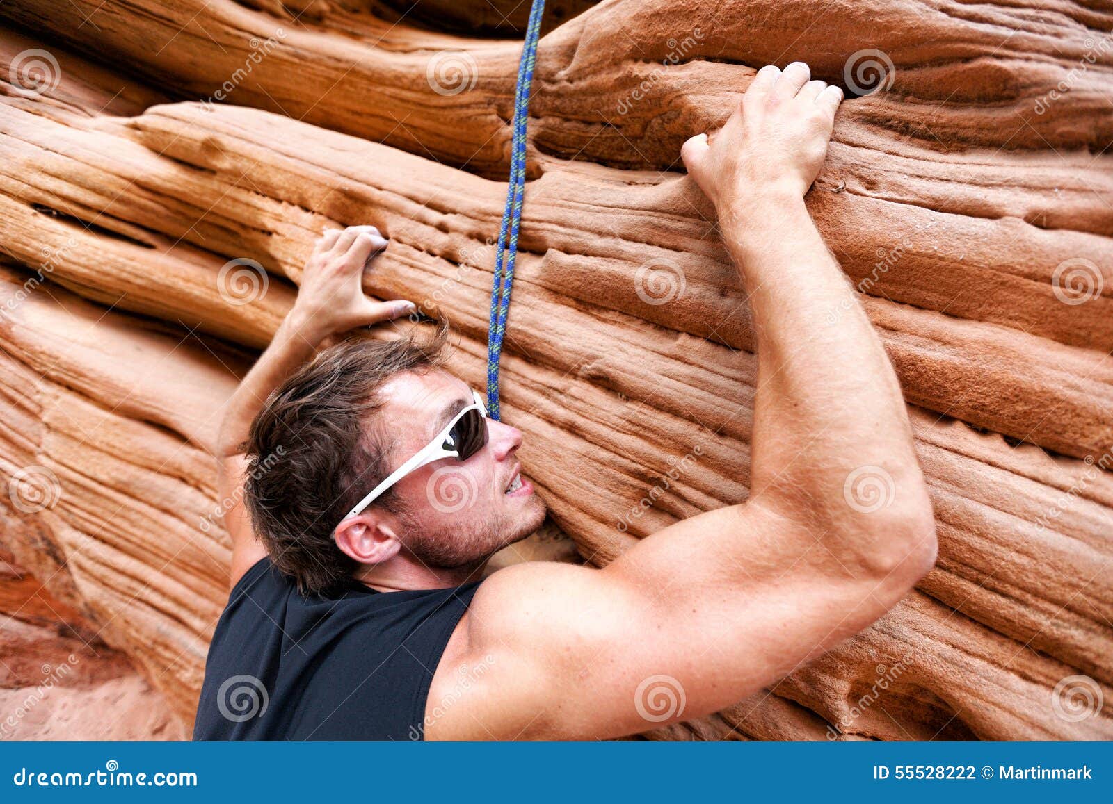 Climber Man Climbing on Rock Stock Photo - Image of athlete, mountain ...
