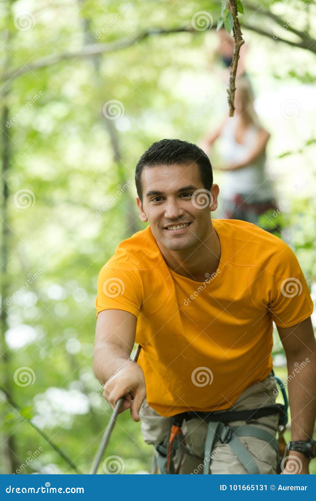 Climber Man in Adventure Park Stock Image - Image of park, holiday ...
