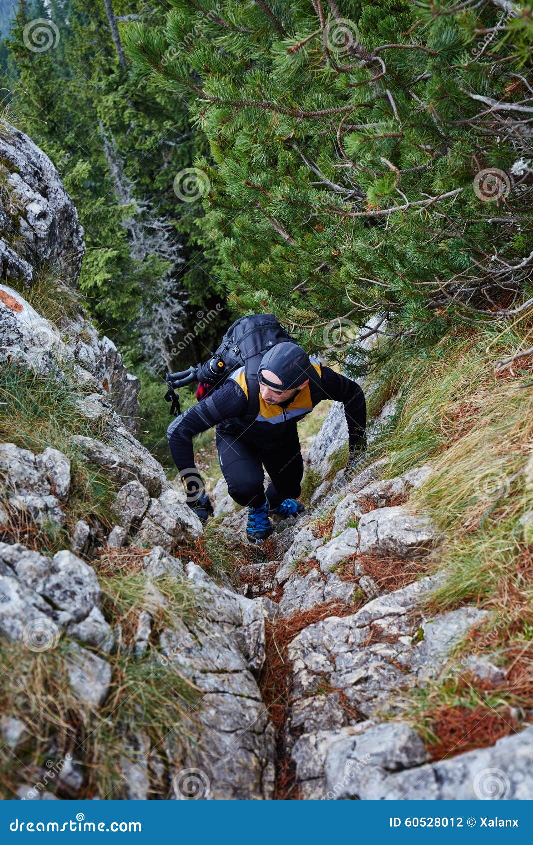 Climber on mountain stock photo. Image of hiker, clouds - 60528012