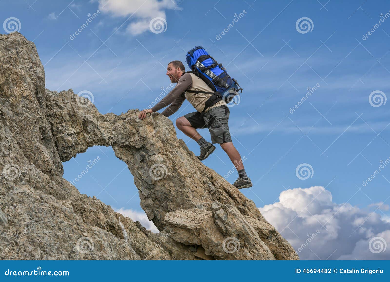 Climber over the clouds stock photo. Image of adult, climber - 46694482