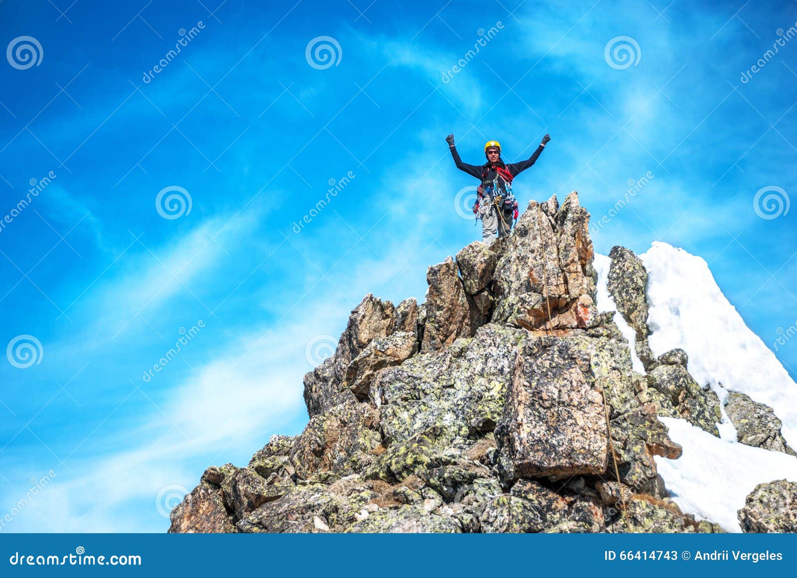 A Climber Reaching the Summit Stock Image - Image of male, hanging ...