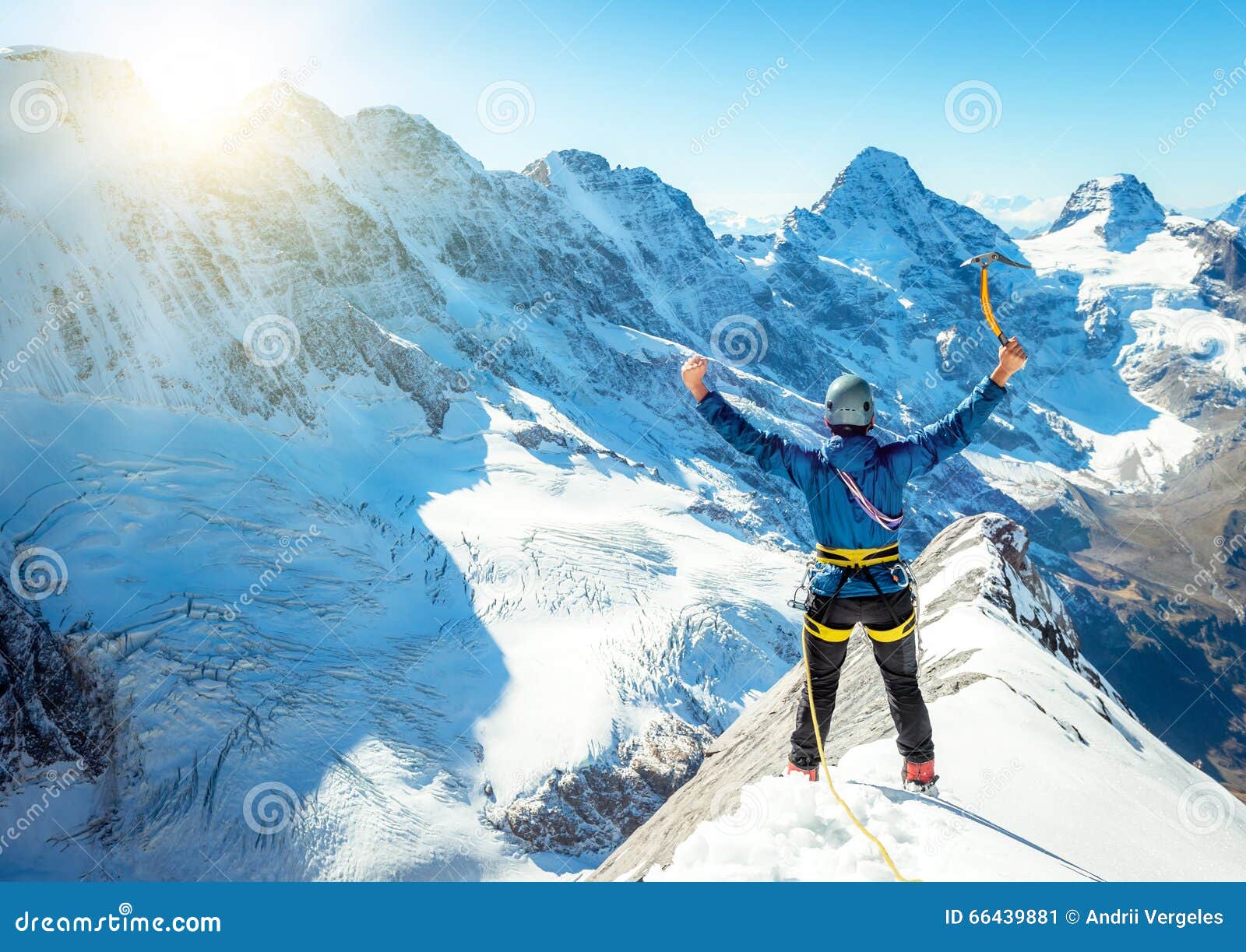 Climber Reaching the Summit Stock Image - Image of lead, climber: 66439881