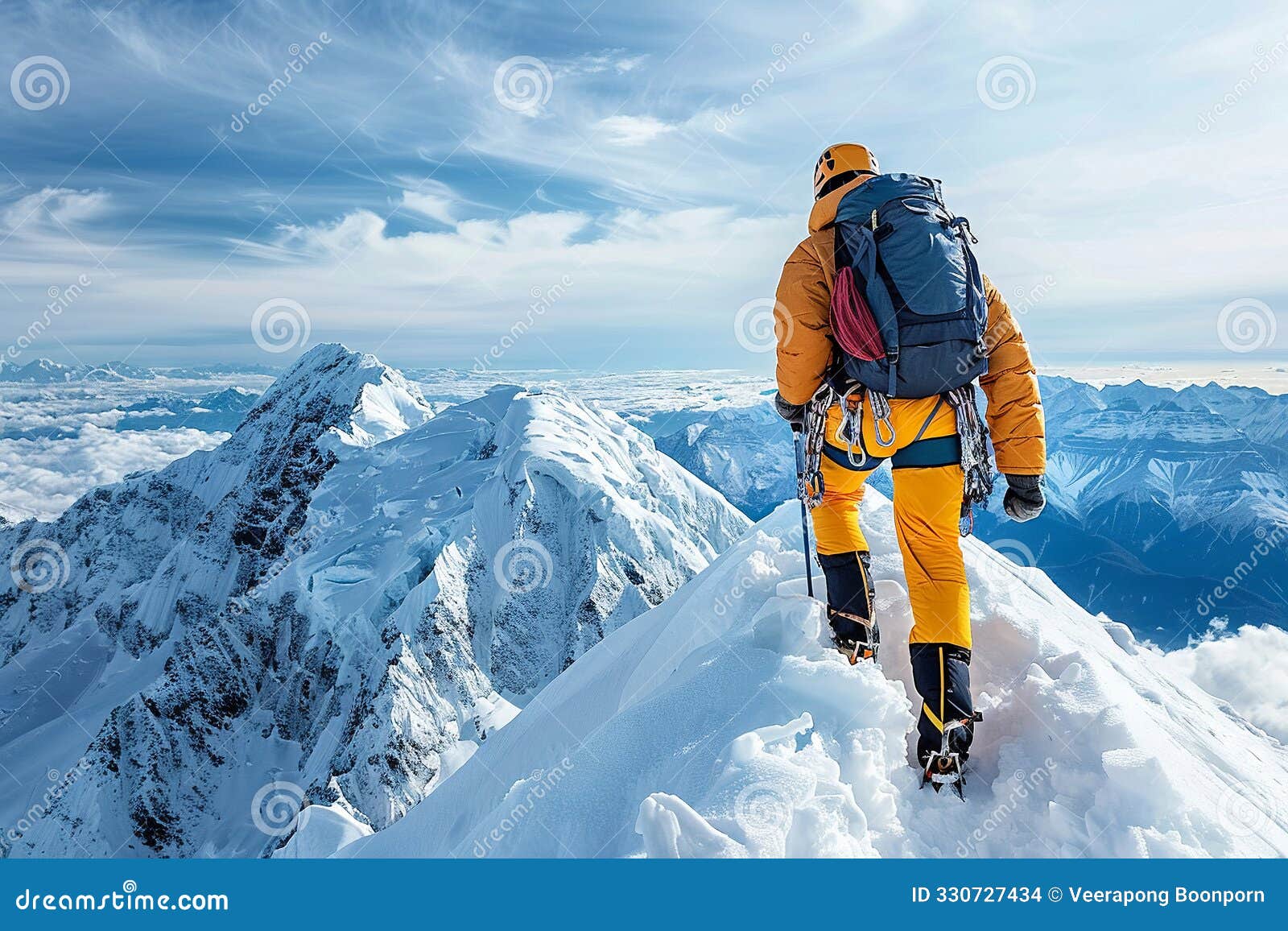 Climber Reaching the Summit, Illustrating Triumph Over Daunting ...