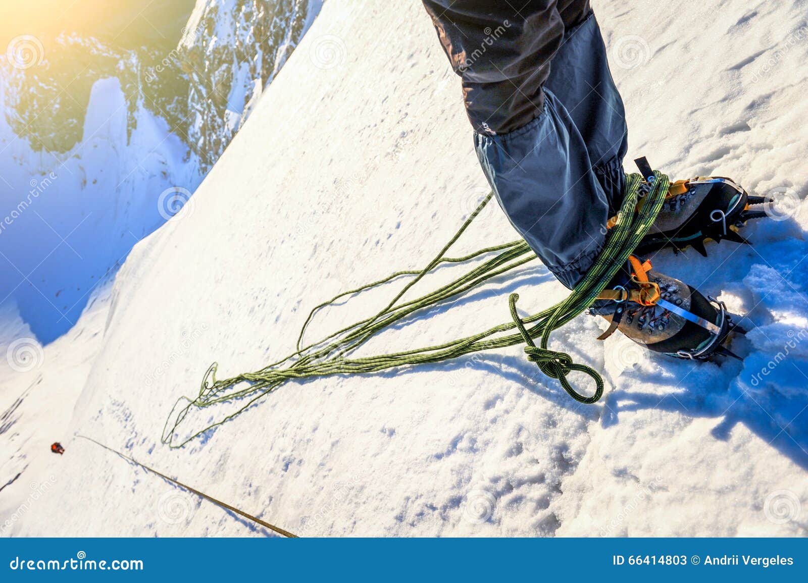 A Climber Reaching the Summit of the Mountain Stock Image - Image of ...