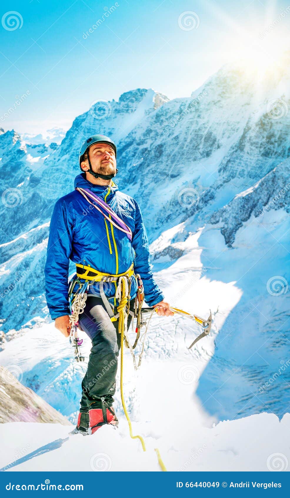 Climber Reaching the Summit Stock Image - Image of anchor, daring: 66440049