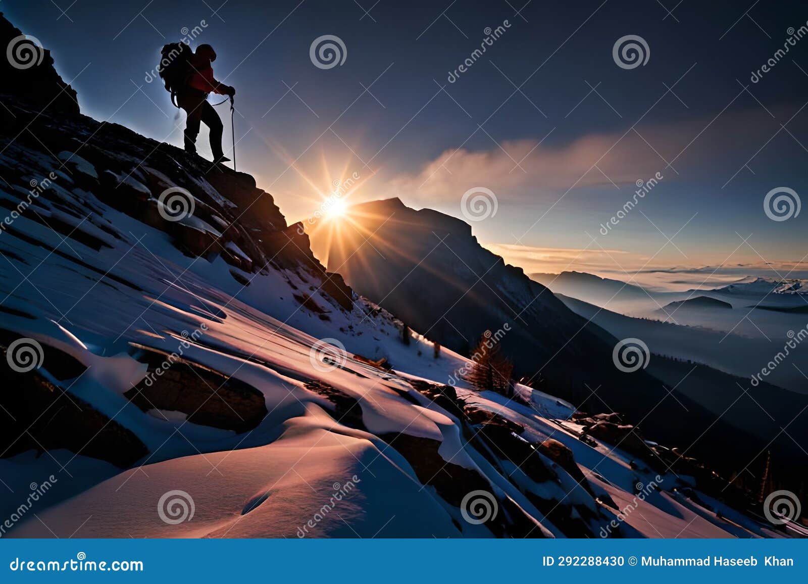 A Climber S Headlamp Illuminating the Way during a Night Ascent, Adding ...