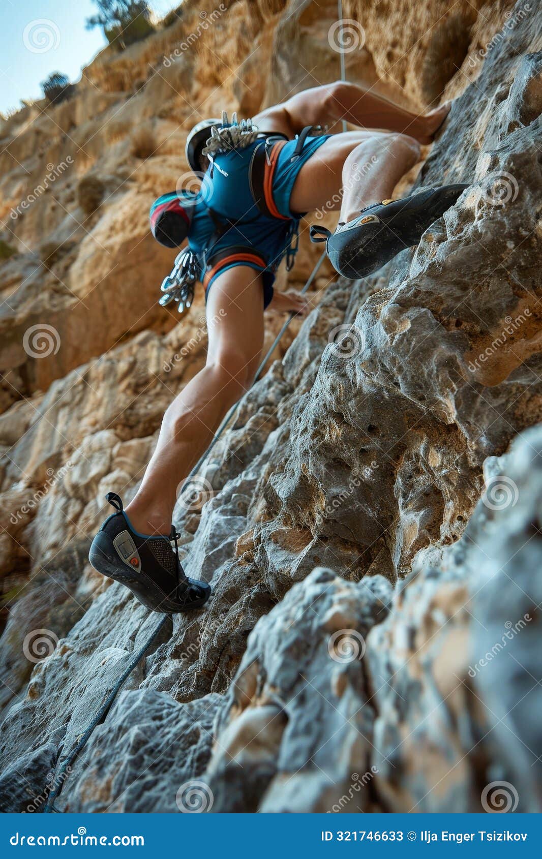 Climber Showcasing Precise Footwork on Steep Route in Sport Climbing at ...