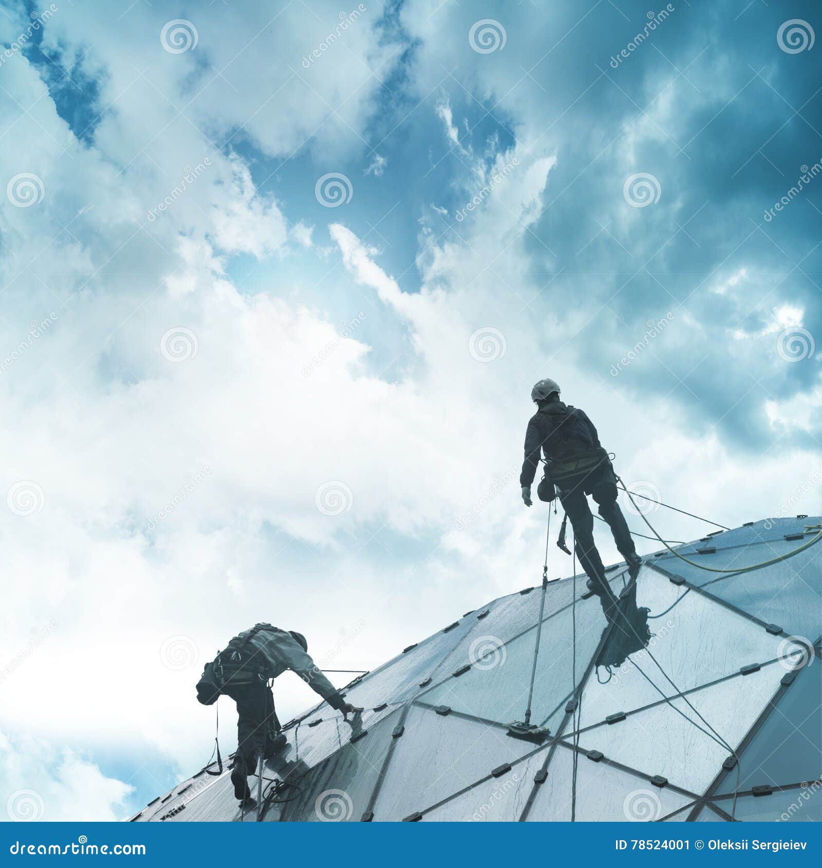 Climber on a skyscraper stock image. Image of challenge - 78524001