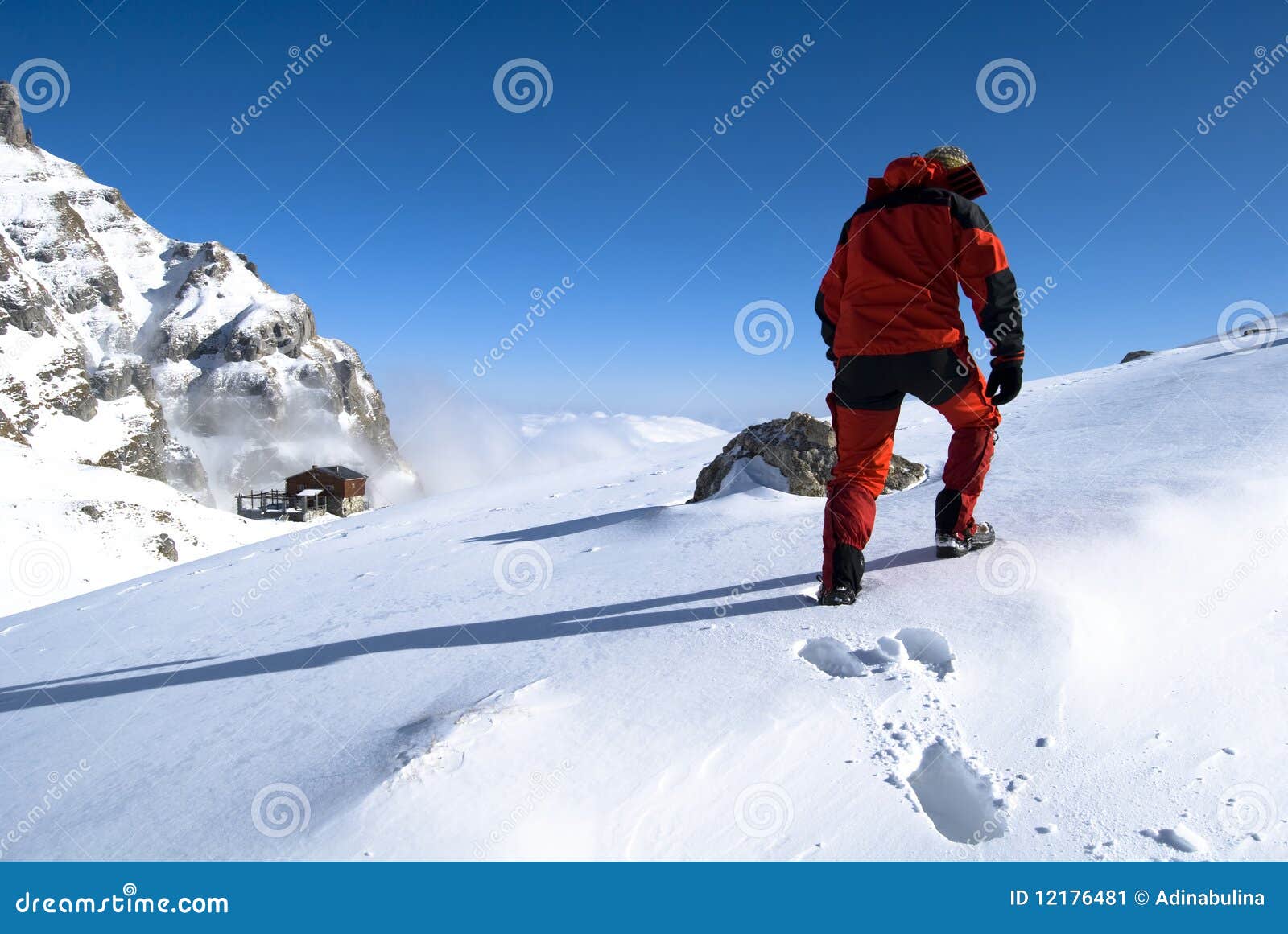 Climber in snow stock image. Image of black, activity - 12176481