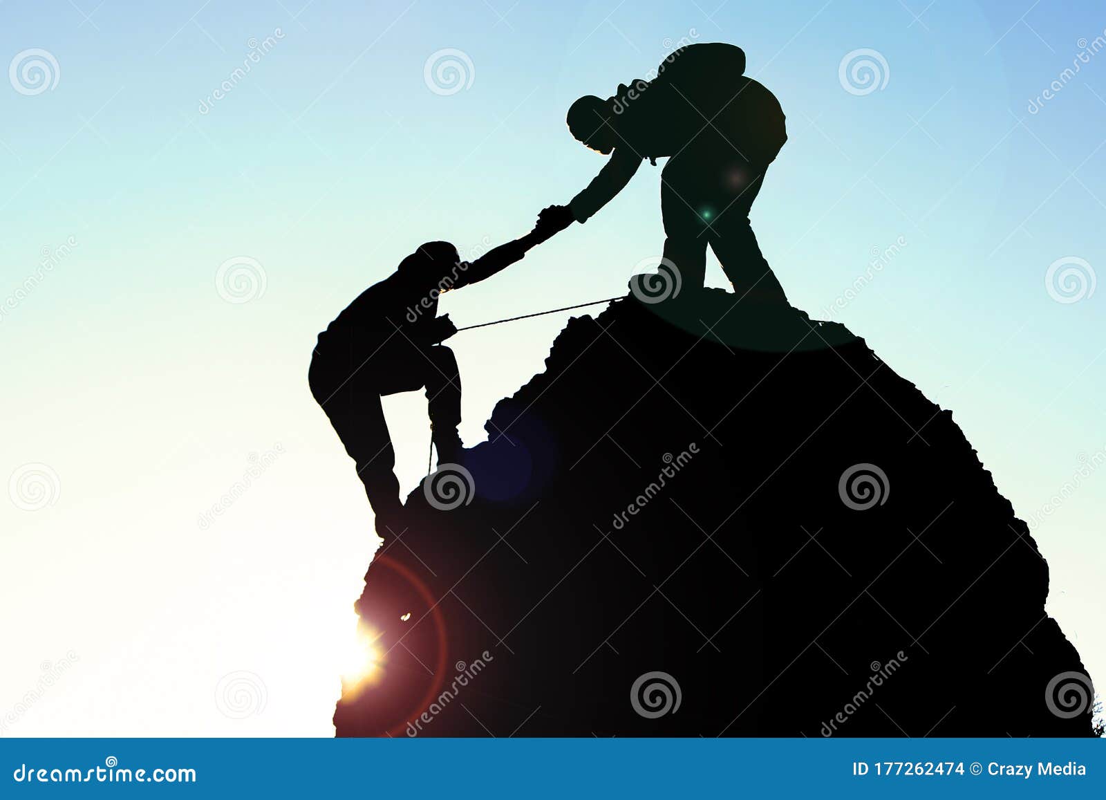Climber Support and Assistance Stock Photo - Image of humanity, climber ...
