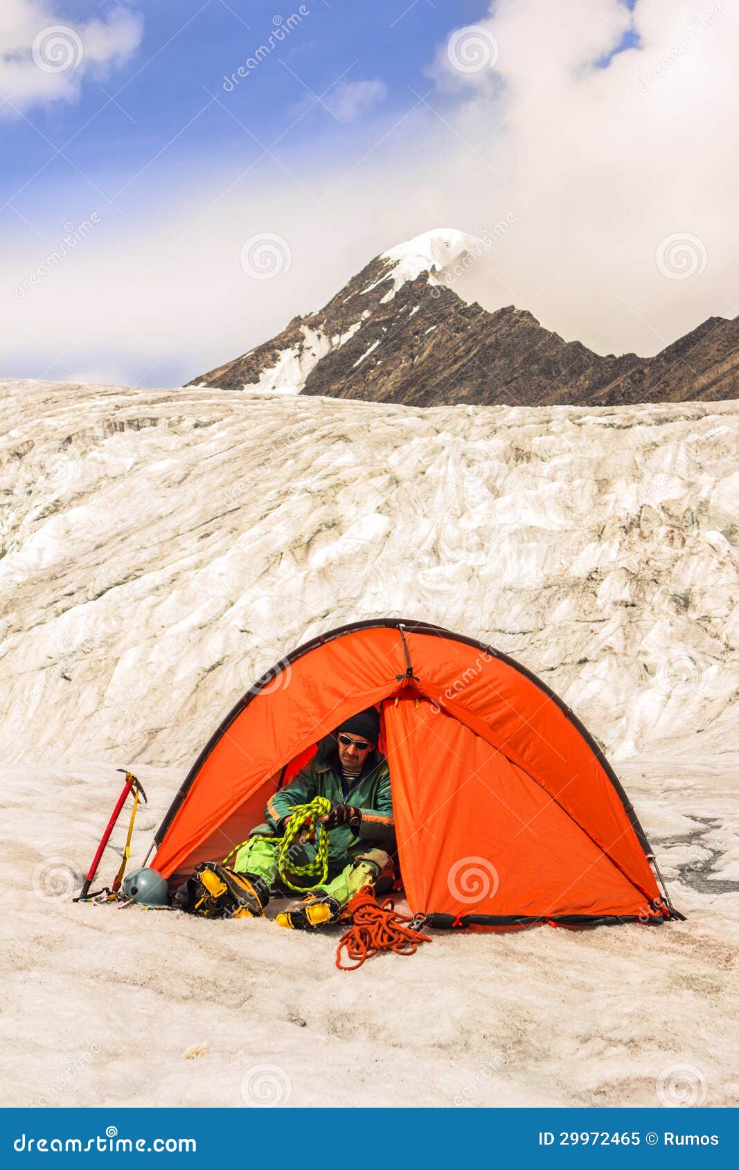 The Climber Prepares Sports Equipment at Competitions Stock Image ...