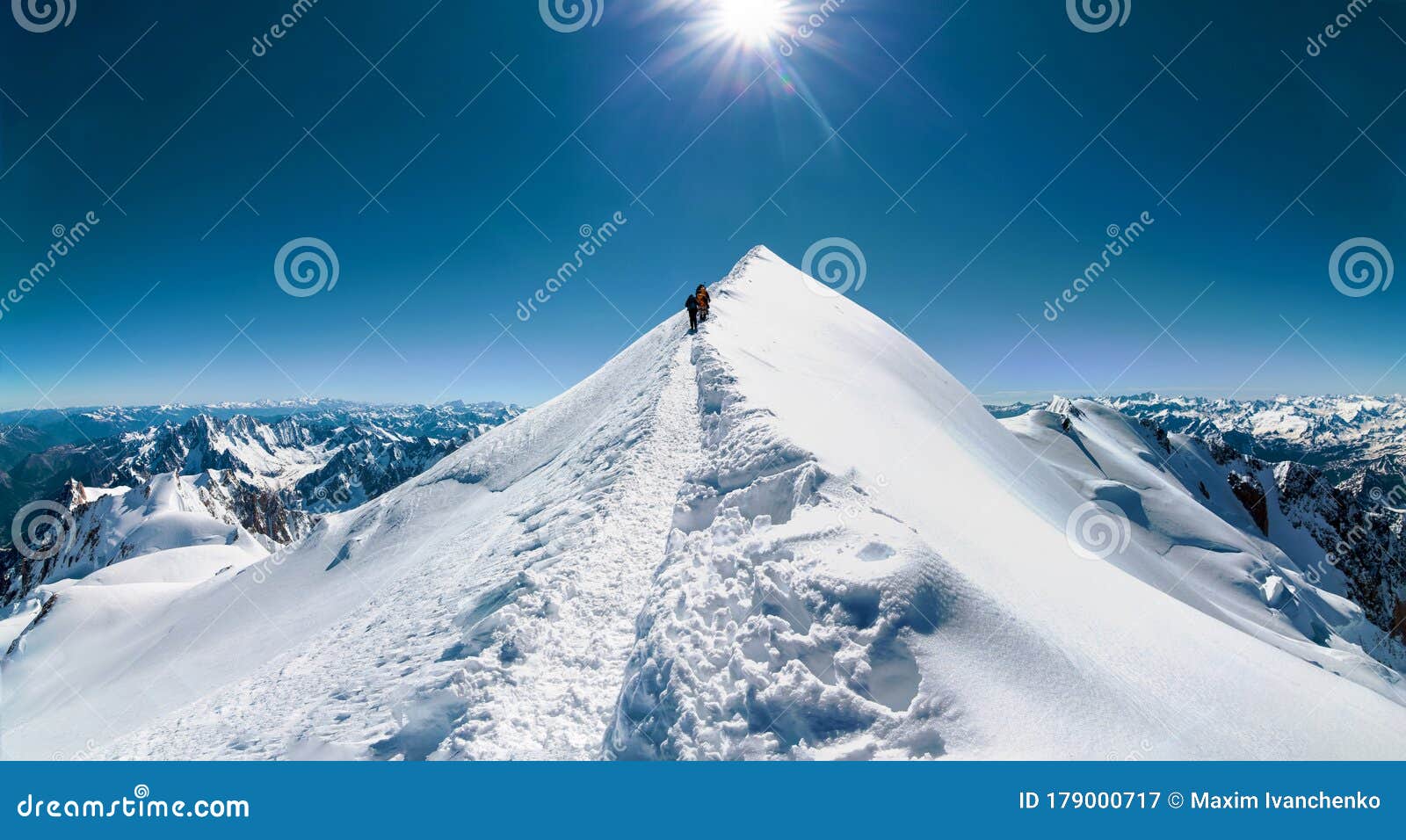 Climbers Approach the Mountain Top Stock Image - Image of alps, route ...