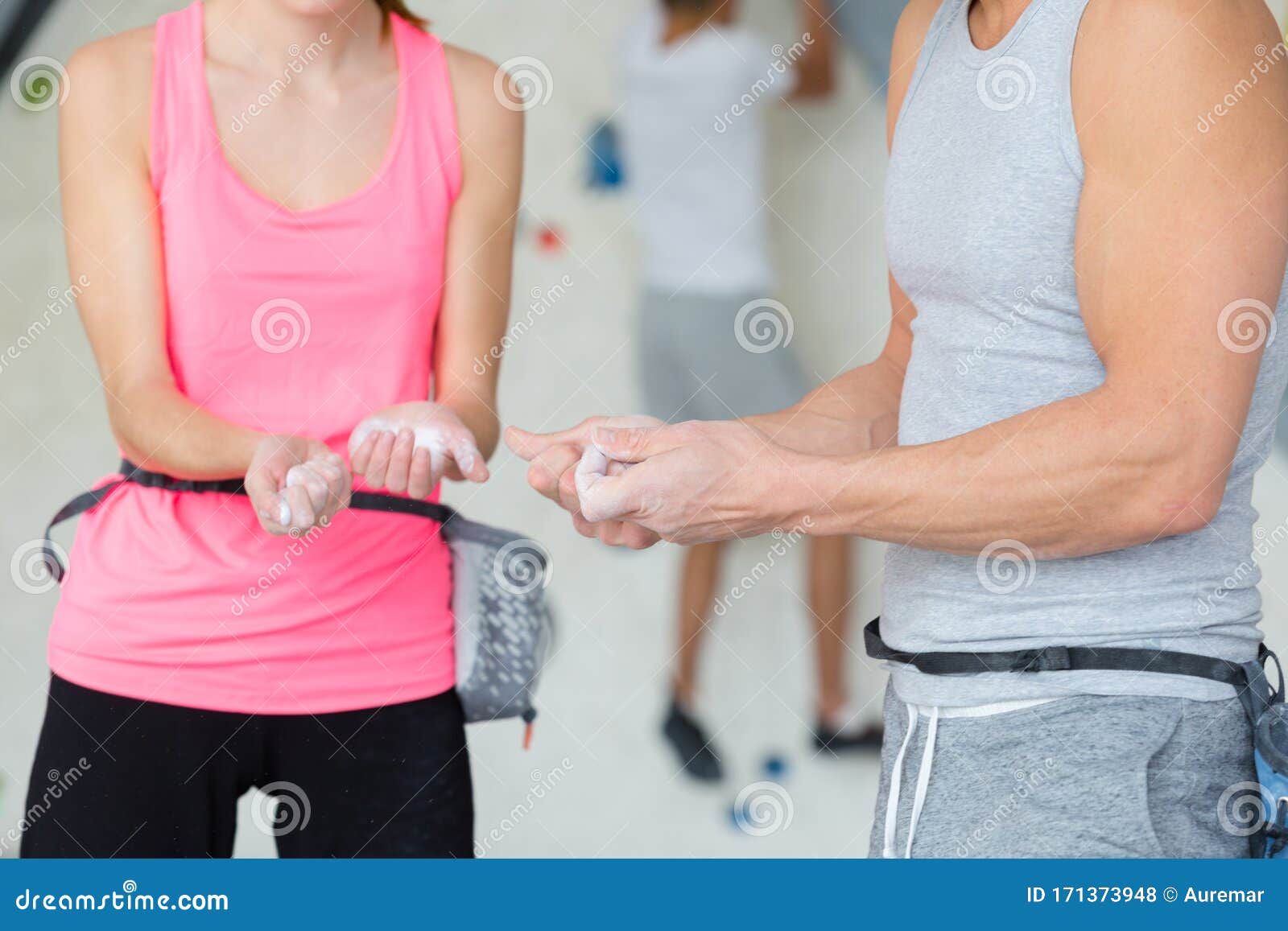 Climbers Hands with Magnesia Powder Stock Photo - Image of preparing ...