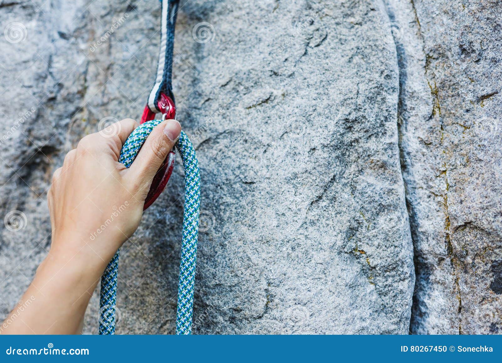 Climbers Hold and Quick-draw Stock Photo - Image of climbers ...