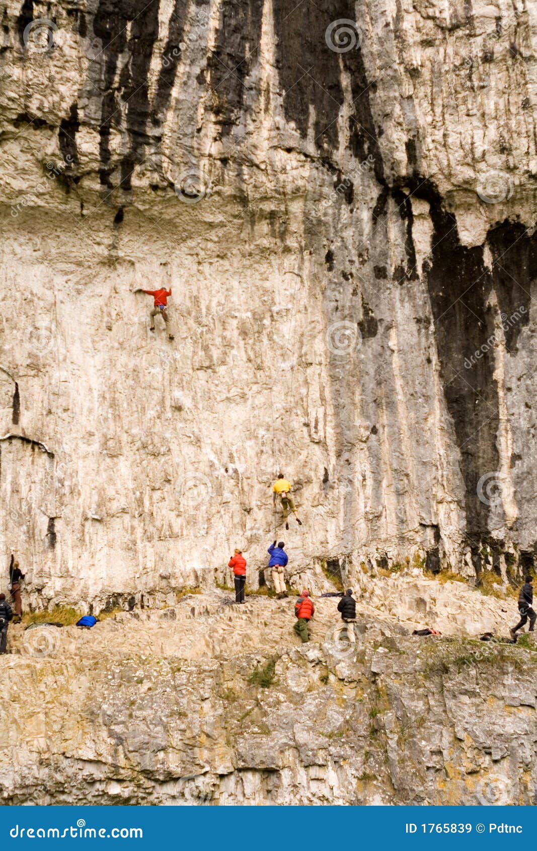 Climbers at Malham Cove in the Yorkshire Dales Stock Image - Image of ...