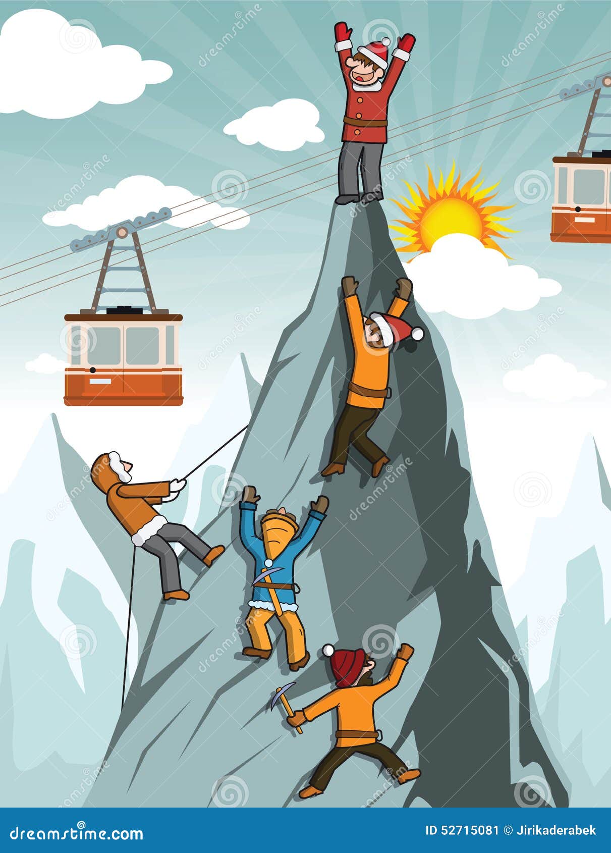 Climbing Mountain Cartoon